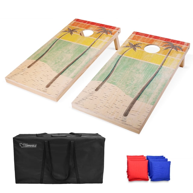GoSports Premium Wooden Cornhole Set - Regulation Size, 2 Boards, 8 ...