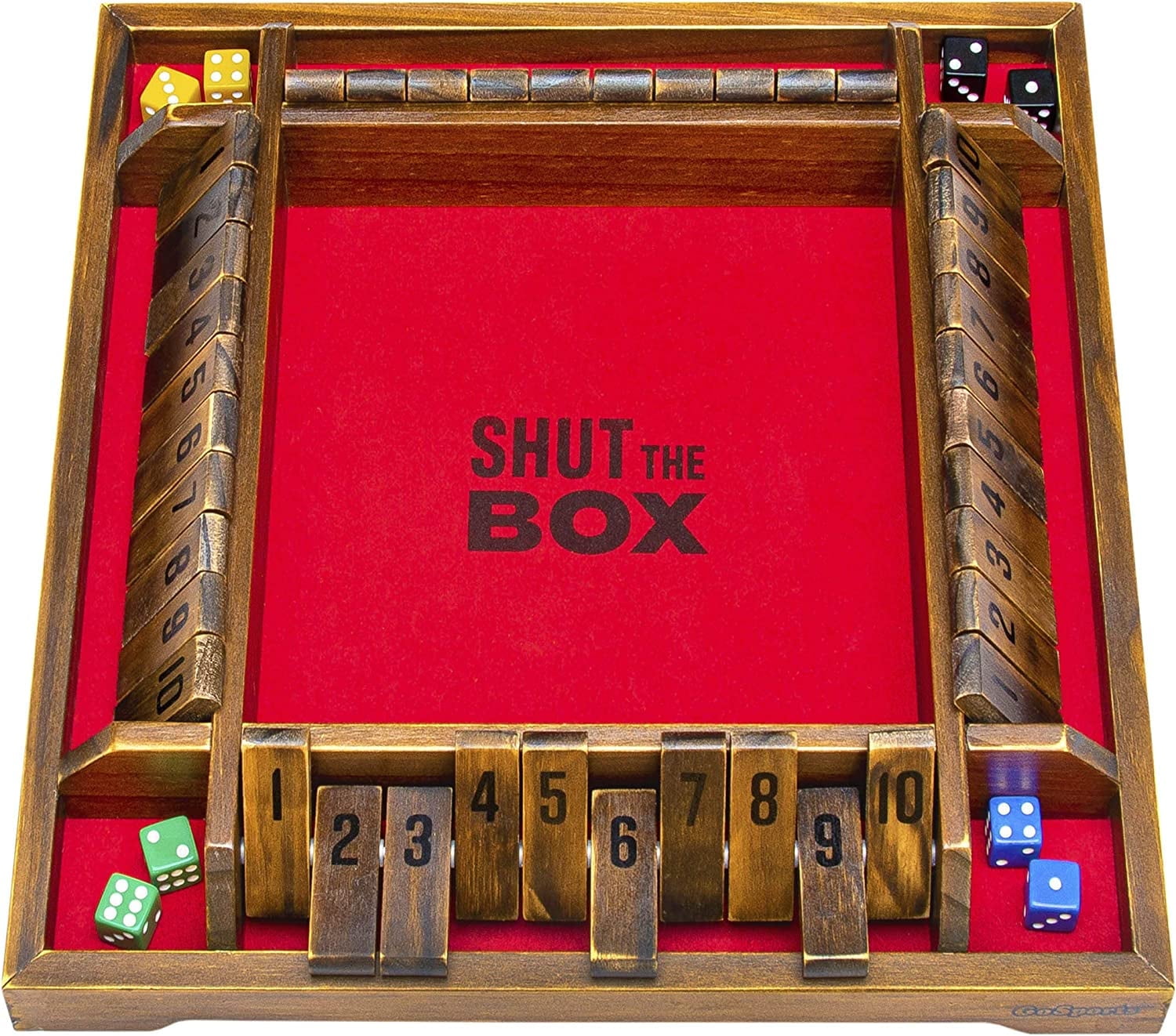 GoSports Shut the Box Premium Wooden Dice Game - Classic 4 Player Board ...