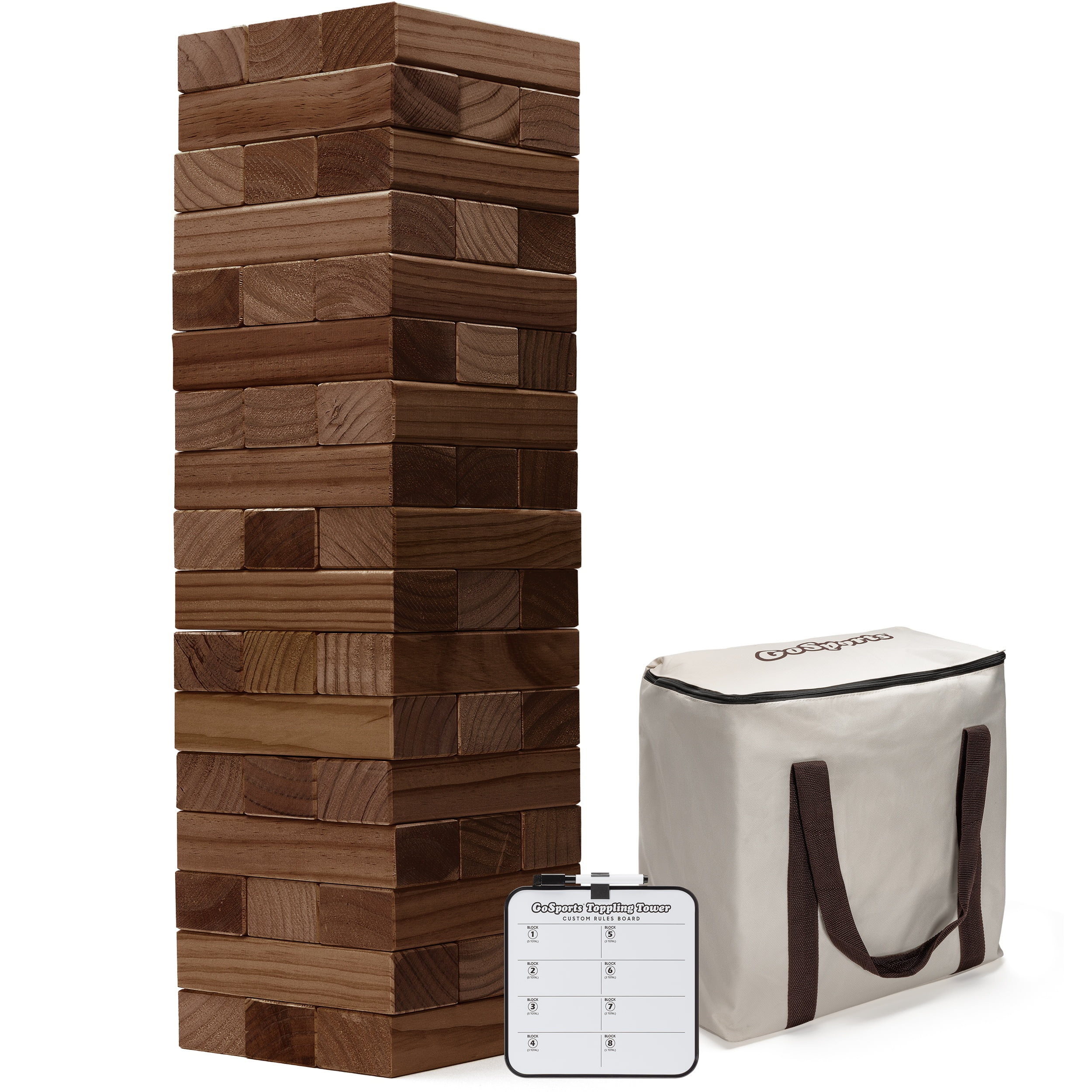 GoSports Toppling Tower - Large Wooden Stacking Game - Stacks Up to 3 ...