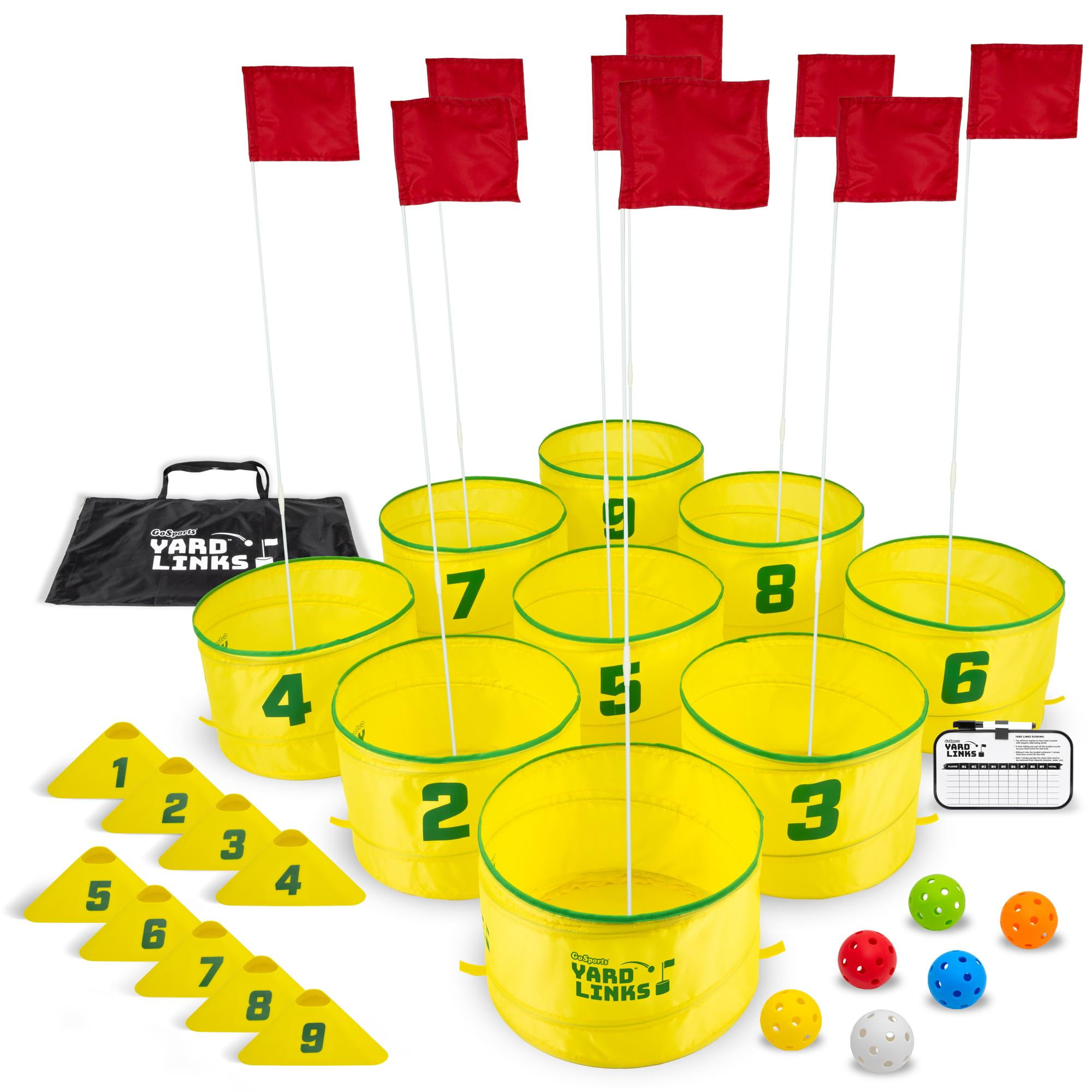 GoSports Yard Links Golf Game with 9 Buckets, Backyard Practice Golfer ...