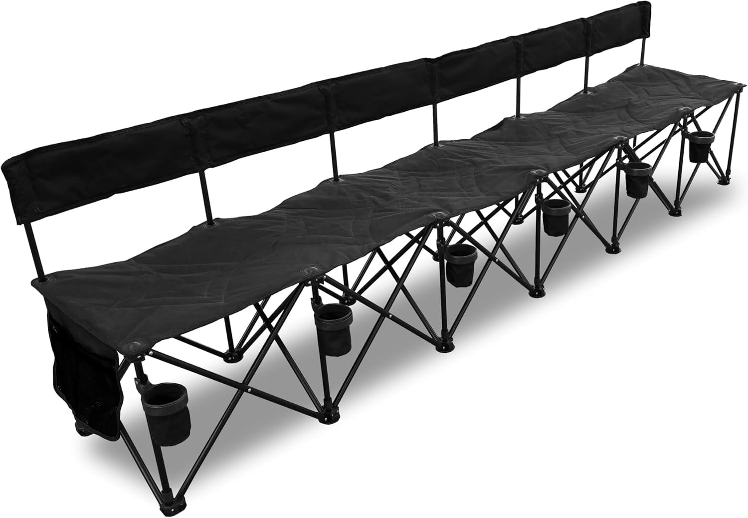 GoTEAM! Pro 6 Seat Portable Folding Team Bench w/Cupholders and Carry ...