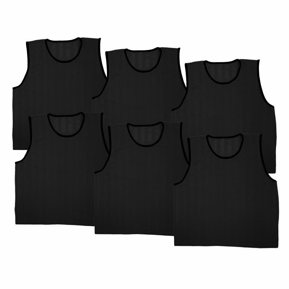 GoTEAM! Pro Striped Mesh Sport Training Pinnies- Adult Black - Set of 6 ...