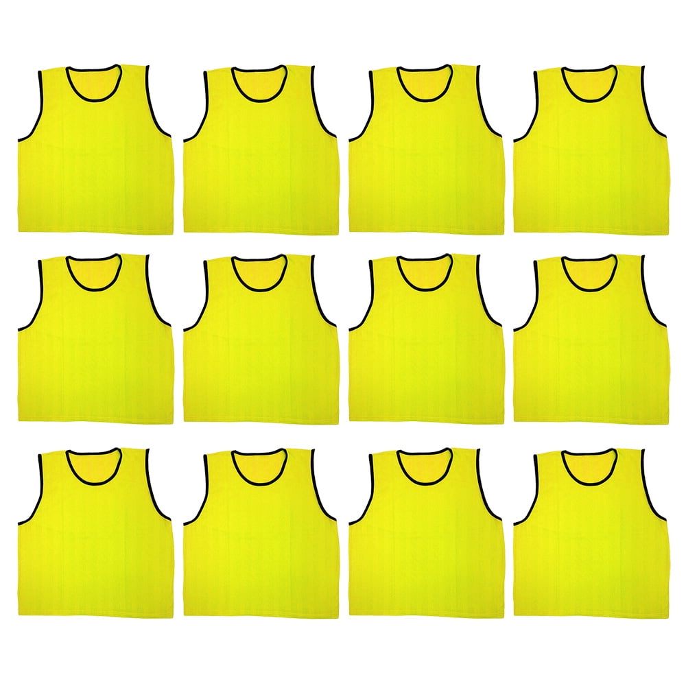 GoTEAM! Pro Striped Mesh Sport Training Pinnies- Adult Yellow - Set of ...