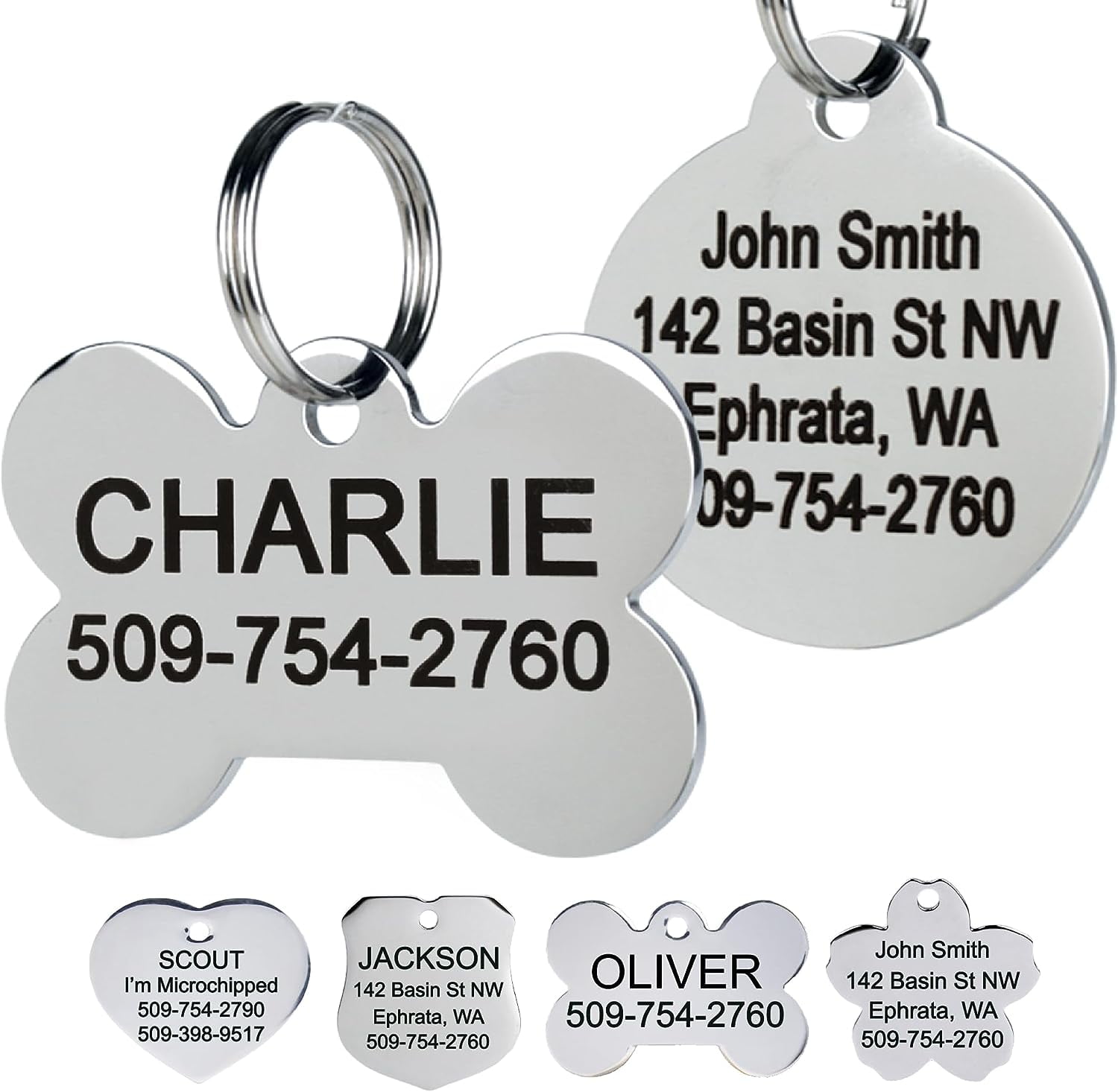 GoTags Stainless Steel Pet ID Tags, Personalized Dog Tags and Cat Tags ...