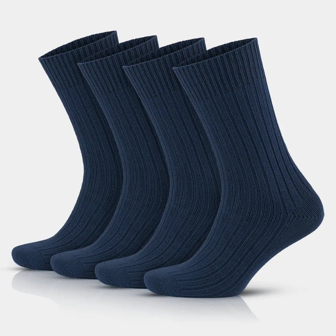 GoWith 97% Cotton Socks for Men and Women | Blue Crew Socks | 4 Pairs ...