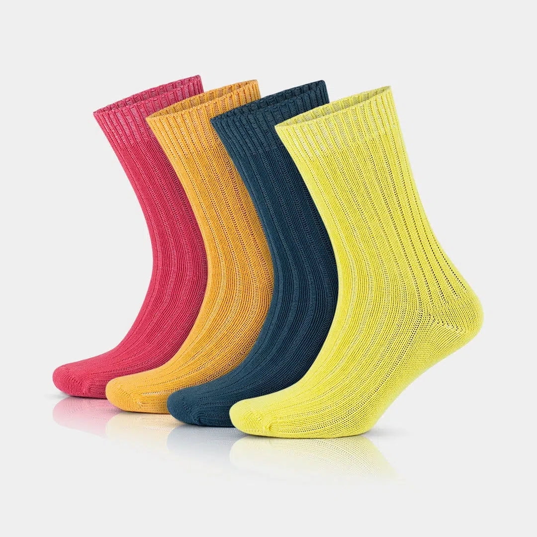 GoWith 97% Cotton Socks for Men and Women | Multicolor Crew Socks | 4 ...