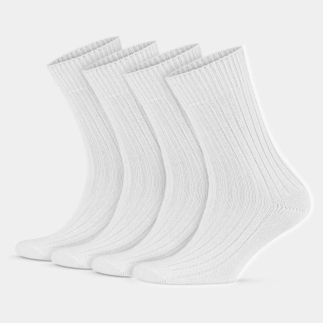GoWith 97% Cotton Socks for Men and Women | White Crew Socks | 4 Pairs ...