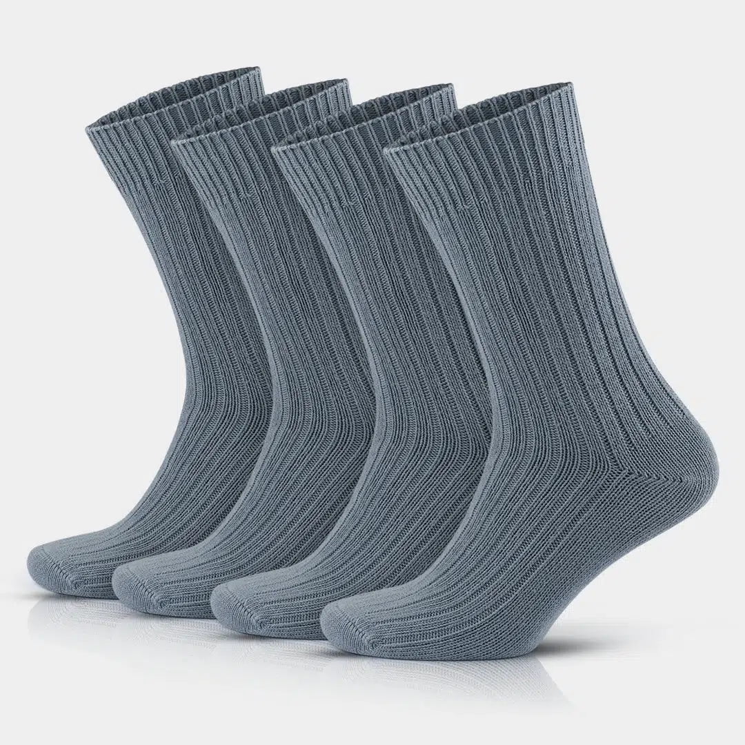 GoWith 97% Cotton Socks for Men and Women | Gray Crew Socks | 4 Pairs ...