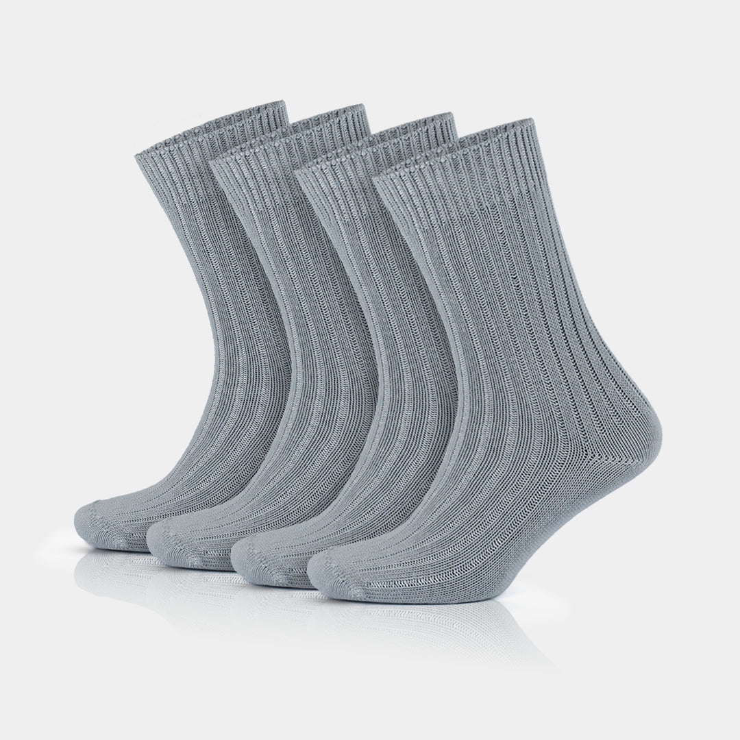 GoWith 97% Cotton Socks for Men and Women | Light Gray Crew Socks | 4 ...