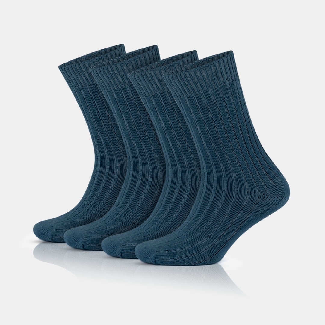 GoWith 97% Cotton Socks for Men and Women | Navy Crew Socks | 4 Pairs ...