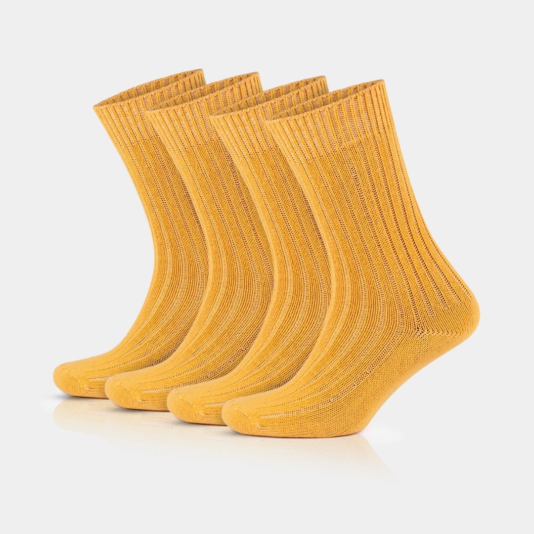 GoWith 97% Cotton Socks for Men and Women | Orange Crew Socks | 4 Pairs ...
