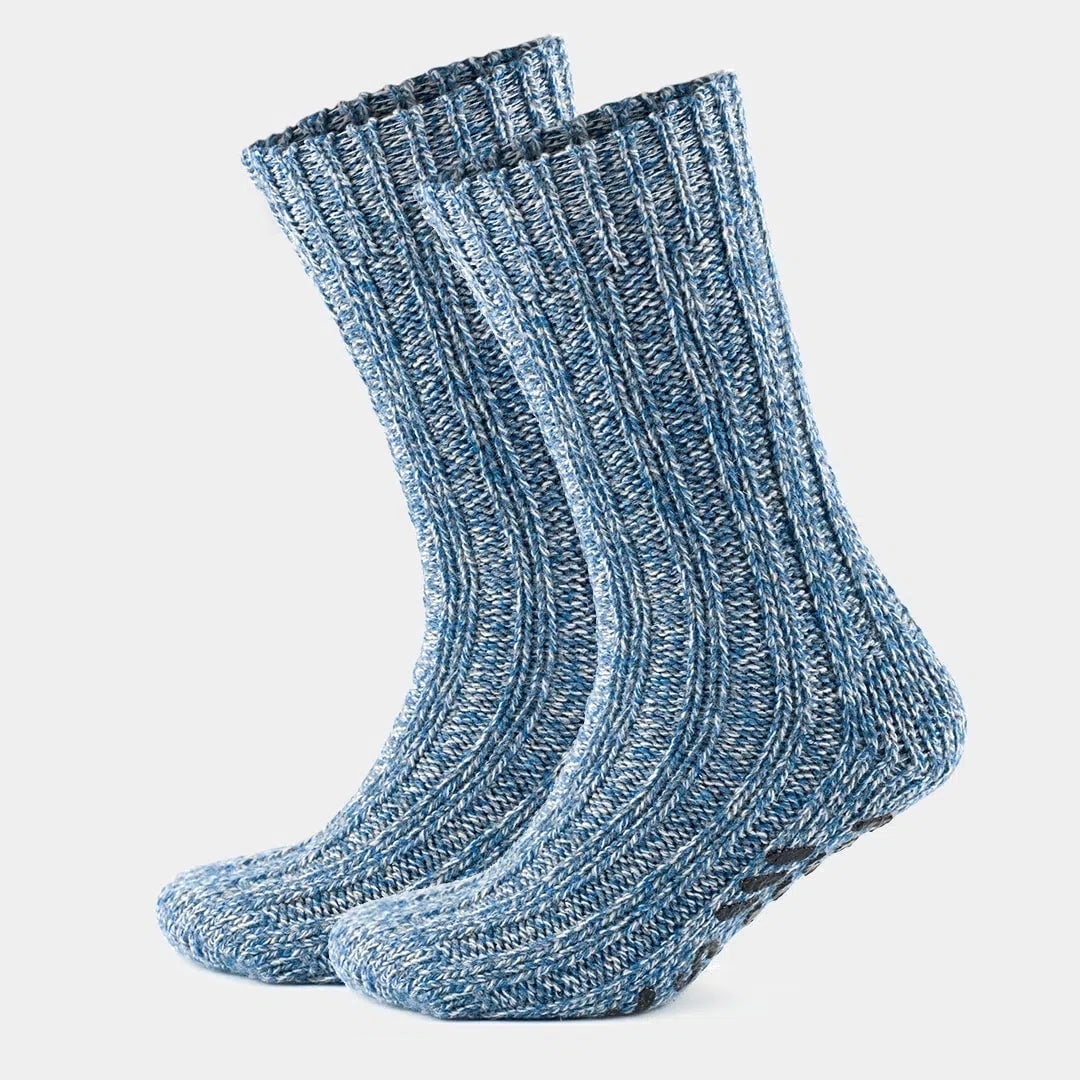 GoWith Merino Wool Grip Socks For Men | Blue No-Slip Socks | 2 Pairs ...