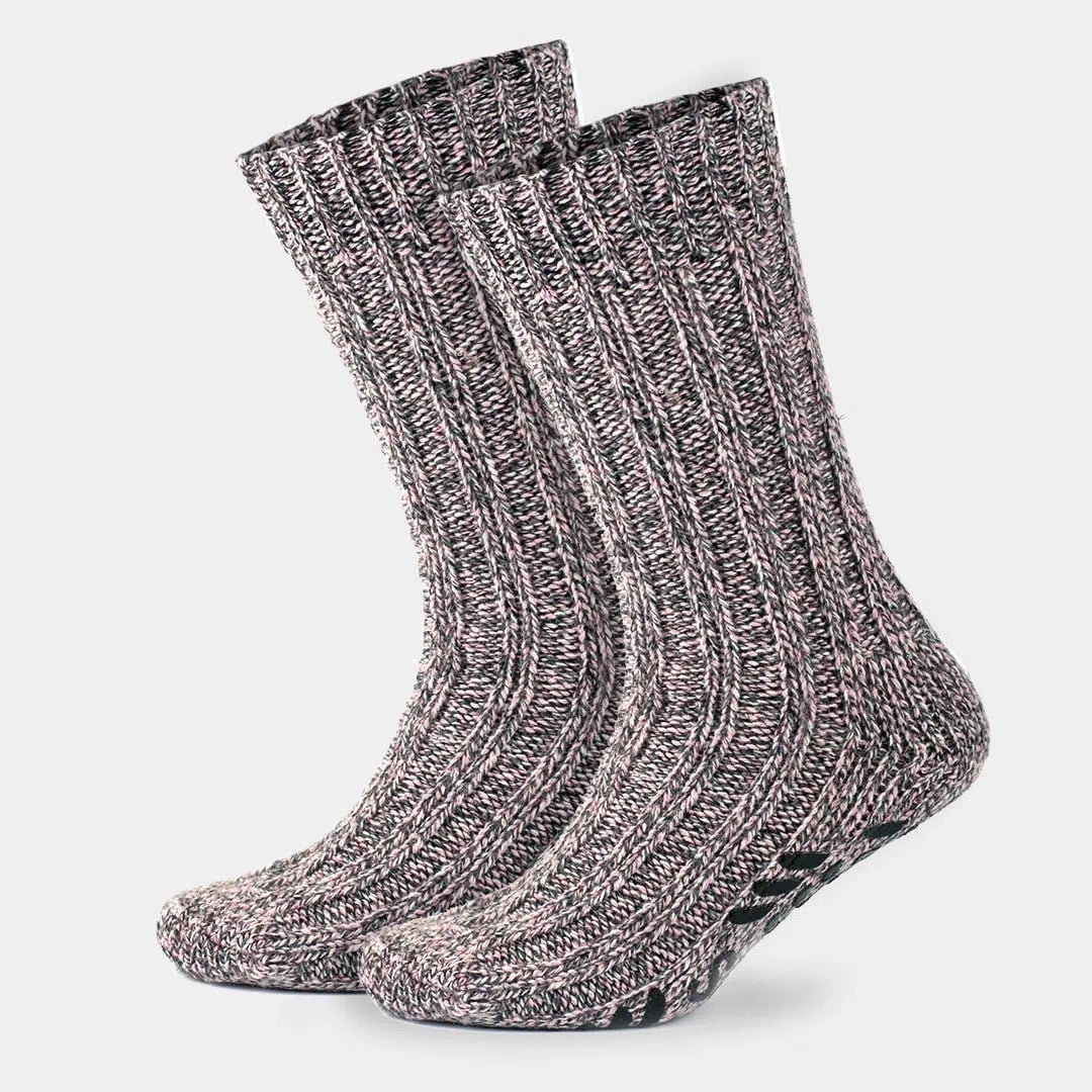 GoWith Merino Wool Grip Socks For Men | Pink No-Slip Socks | 2 Pairs ...