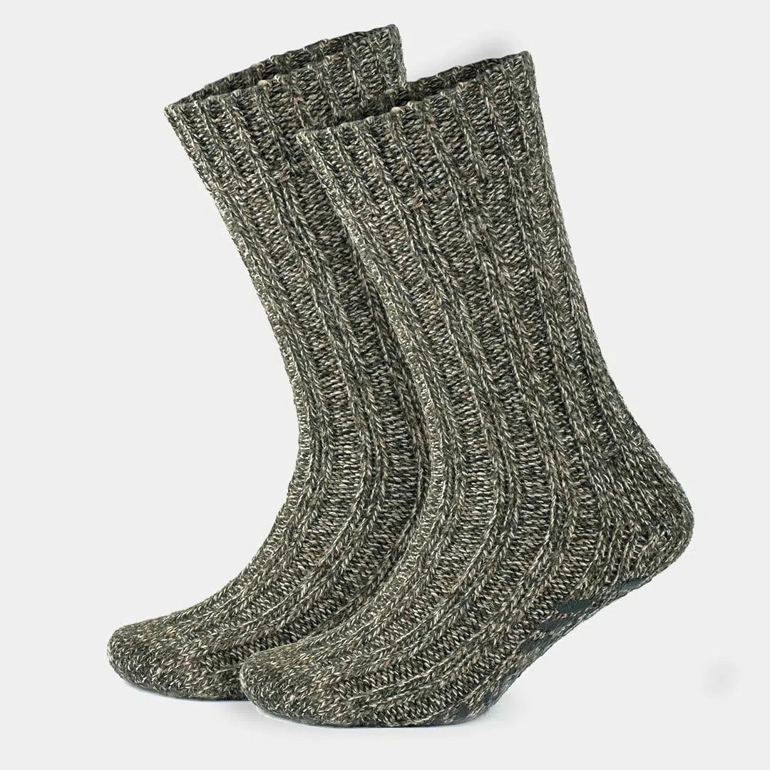 GoWith Merino Wool Grip Socks For Women | Green No-Slip Socks | 2 Pairs ...