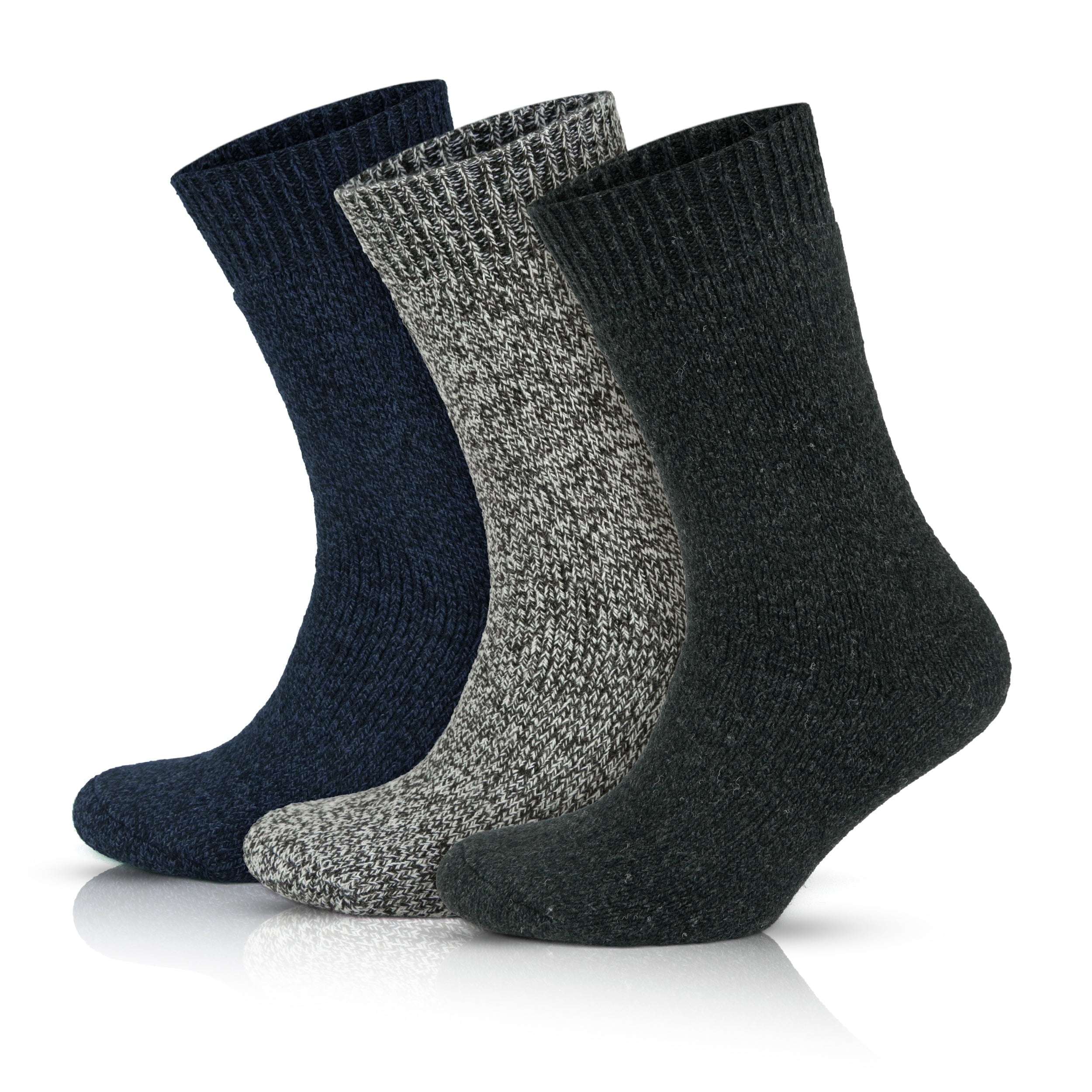 GoWith Men's Merino Wool Socks | Warm Winter Thermal | Extra Thick | 3 ...
