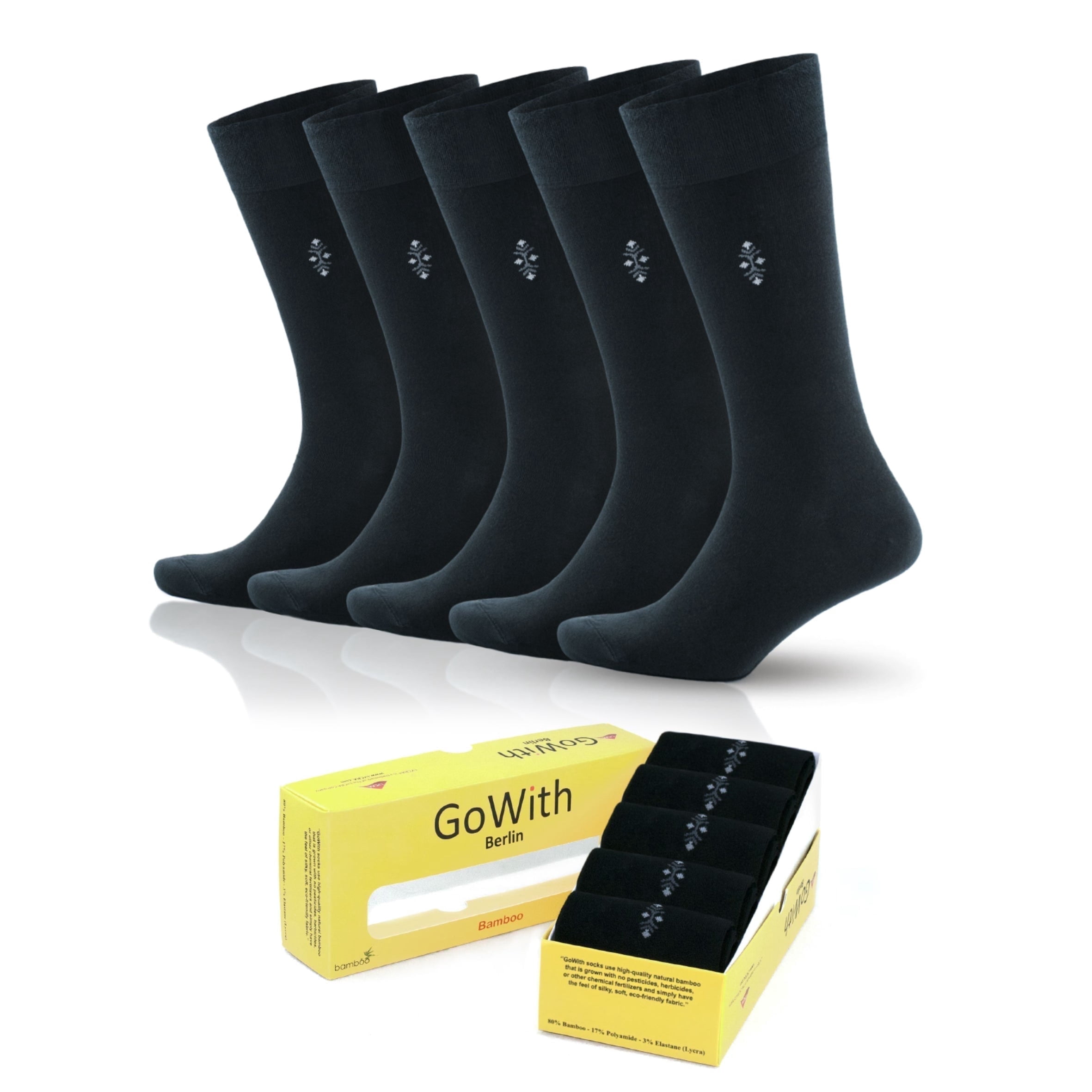 GoWith Reinforced Heels Men's Bamboo Black Dress Socks | Thin ...