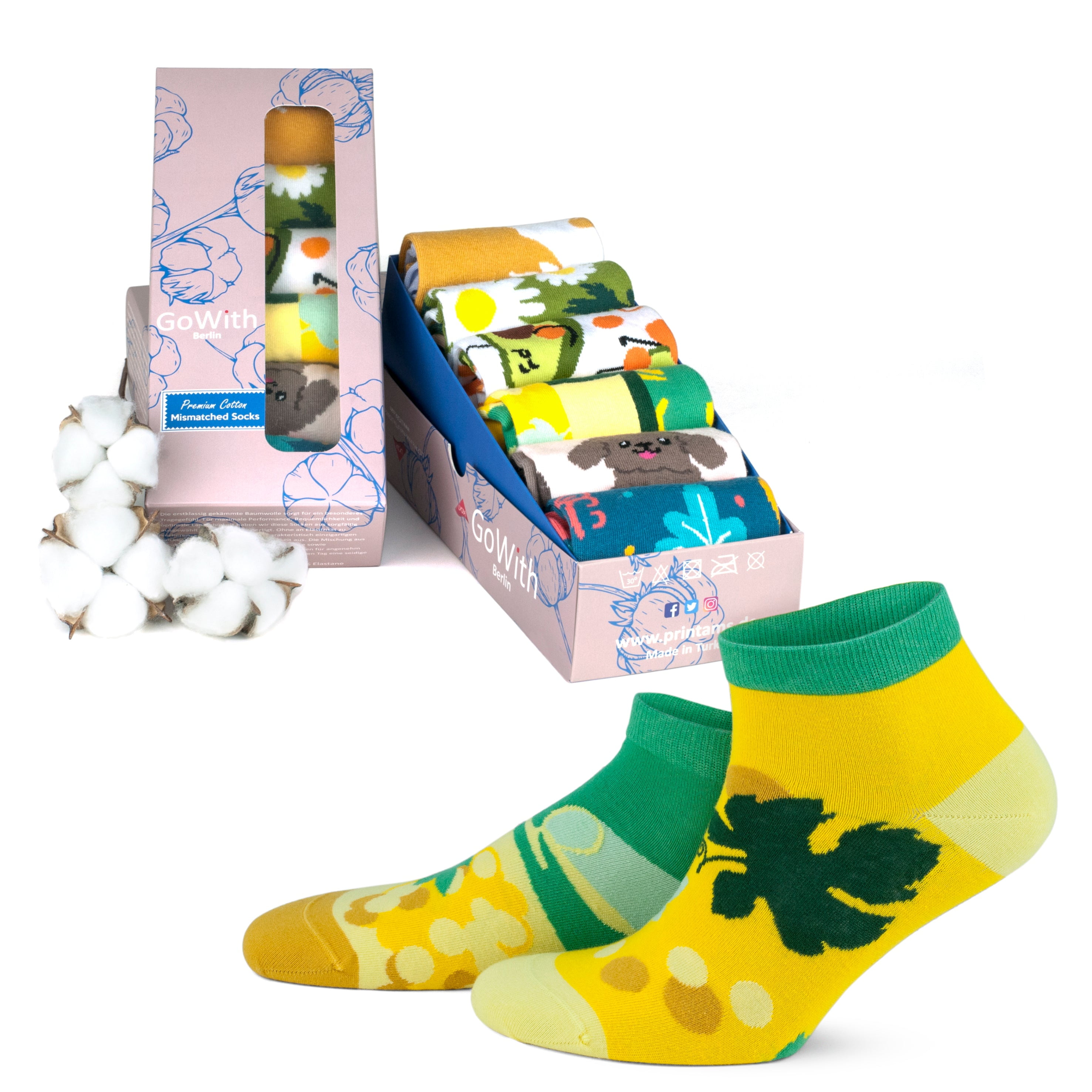 GoWith Women’s Cotton Colorful Funny Mismatched Short Ankle Socks | 6 ...