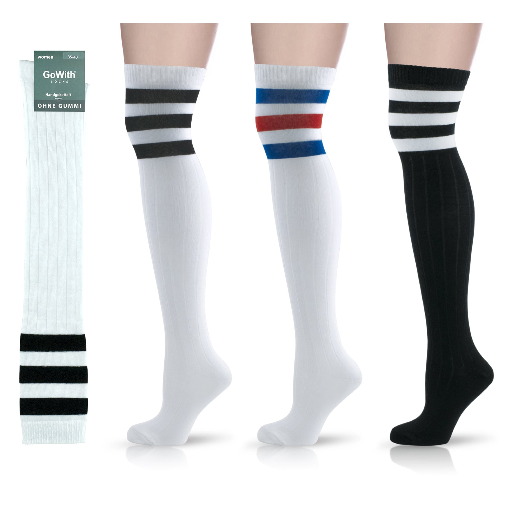 5Pr Over The Knee Old School 3 Striped Tube Socks - Walmart.com