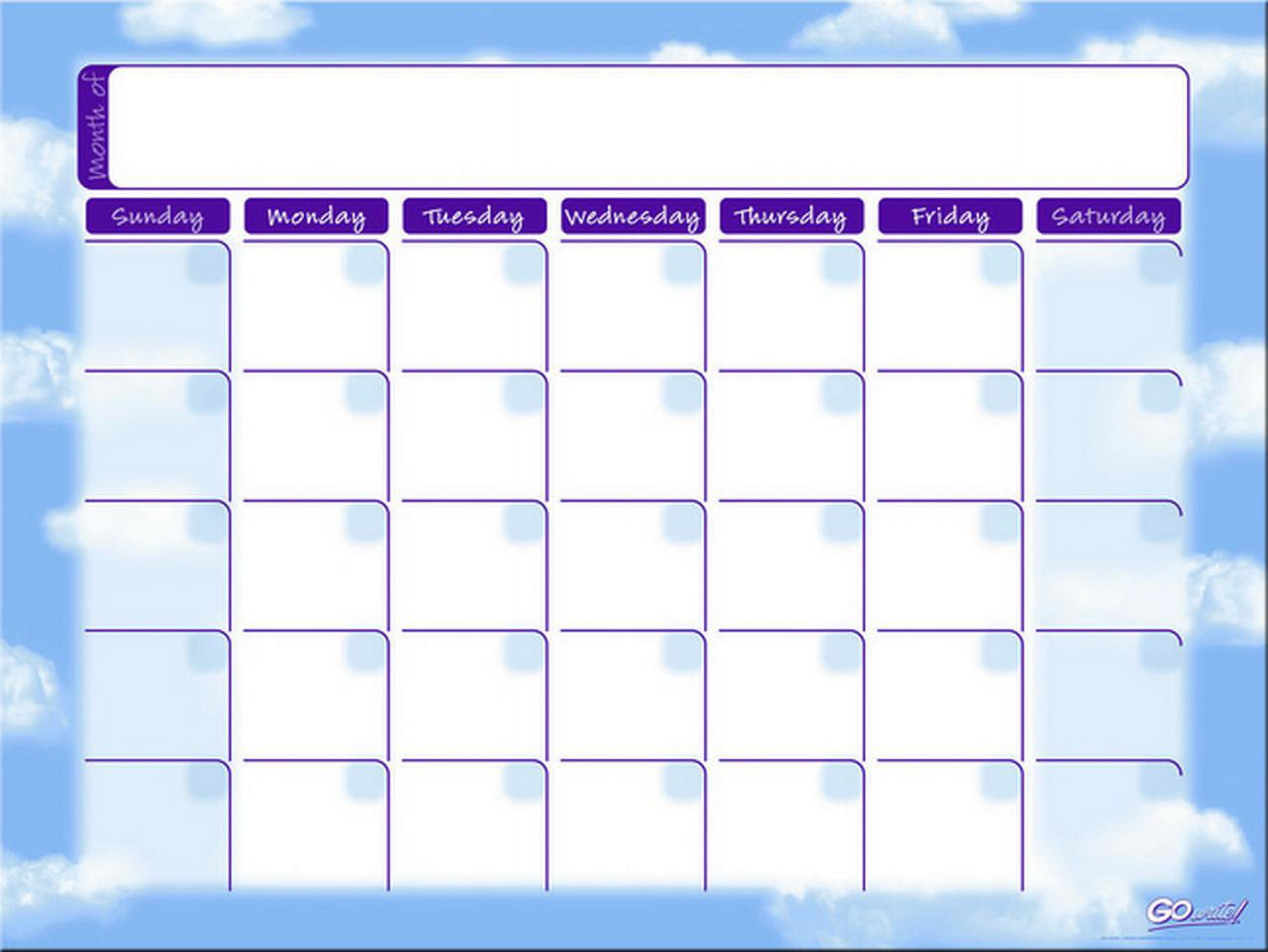 GoWrite Dry Erase Self-Adhesive Calendar, 16-1/2 x 22 Inches, White ...