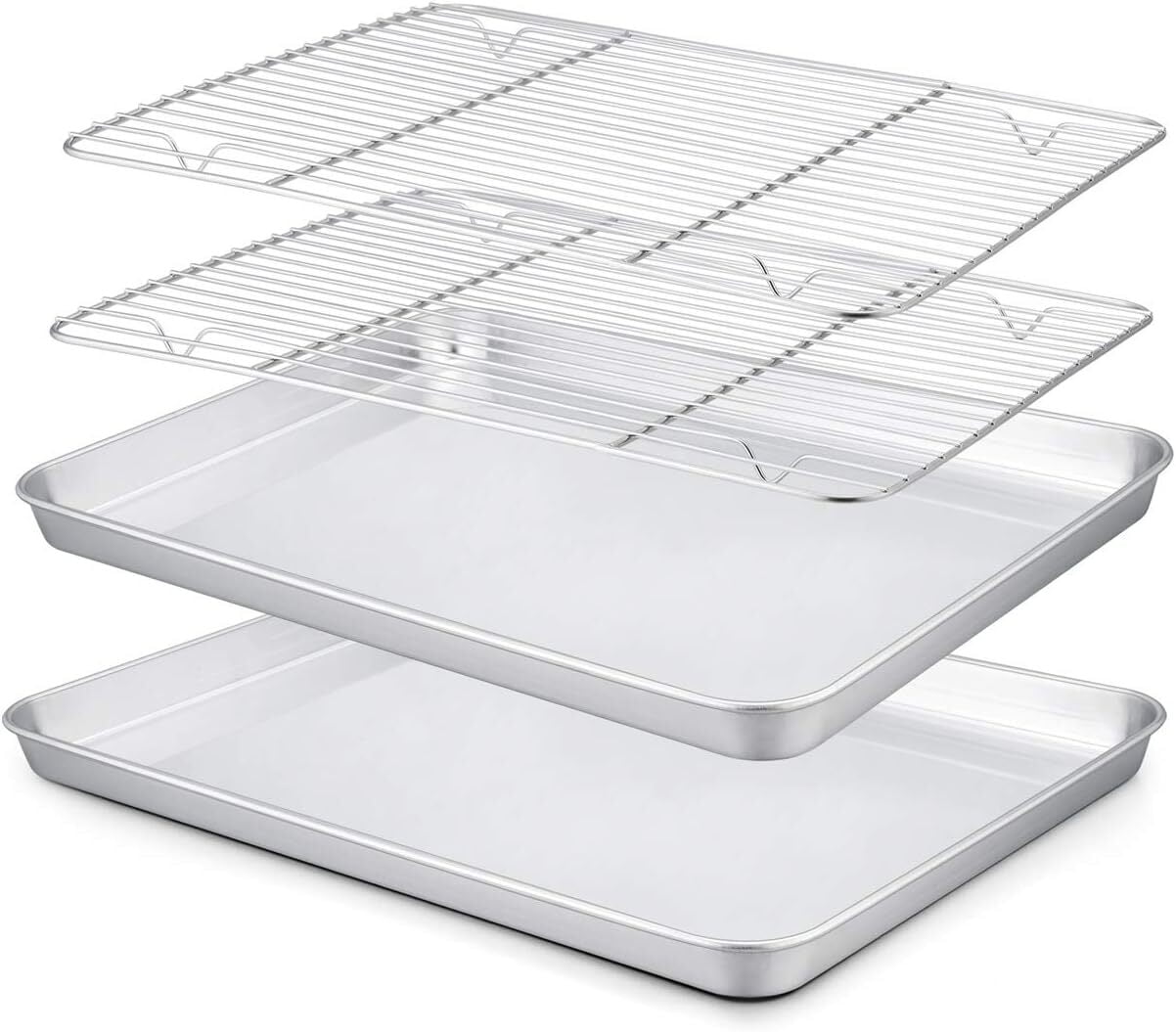 GoXteam 10.5’’ x 8’’ x 1’’ Toaster Oven Pan with Rack Set, Small Baking ...