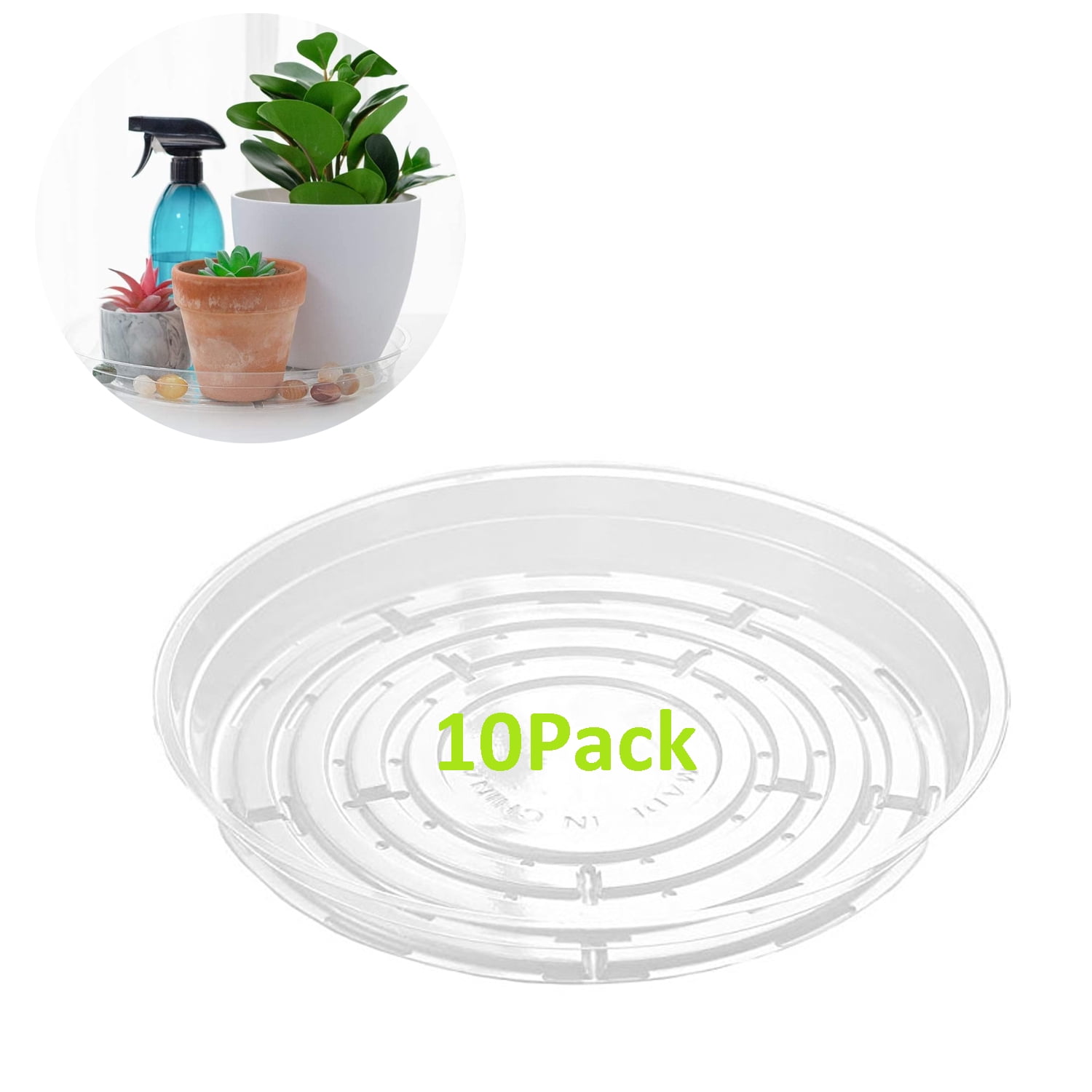 GoXteam 10 Pack 8 Inch Plant Saucer Clear Plant Saucers for Indoors ...