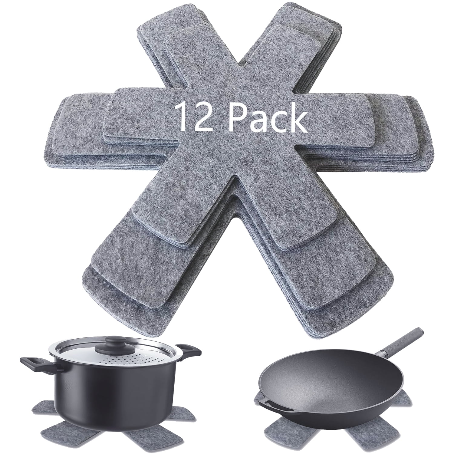 GoXteam 12 PCS pan Protectors for Stacking, Set of 3 Different Size 8 ...