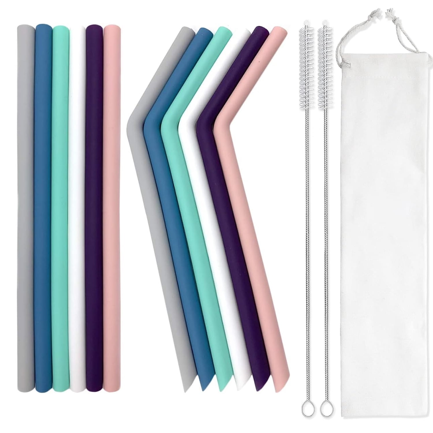 GoXteam 12 Pack 10 inch Reusable Silicone Straws for 20oz 30oz Tumbler ...