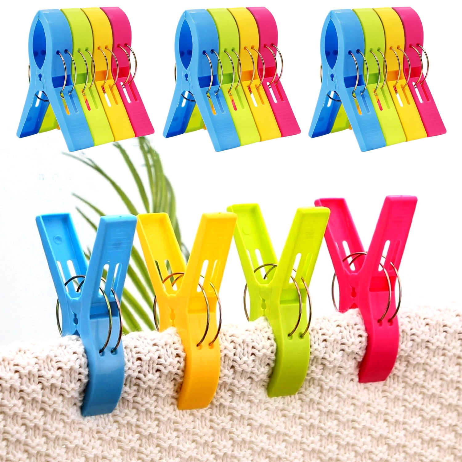 GoXteam 12 Pcs Beach Towel Clips for Beach Chairs, Jumbo Size Heavy ...