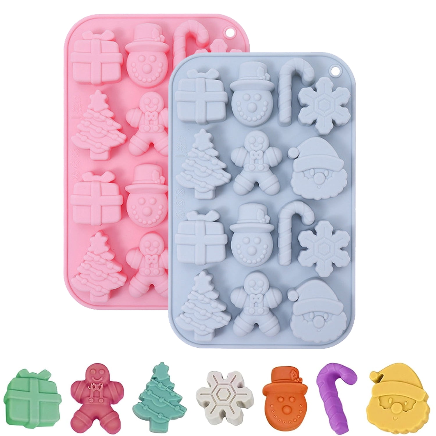 GoXteam 2 Pack Christmas Silicone Molds, 14 Cavity Xmas Baking Mold for Mini Cakes, Handmade ...