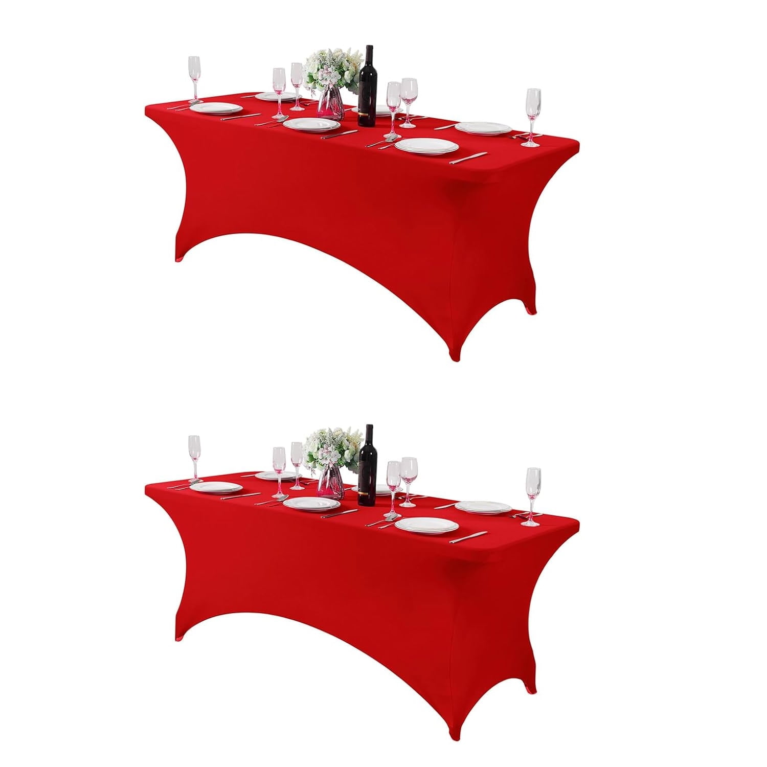 GoXteam 2 Pack Red Fitted Spandex Table Covers - 6ft Stretch ...