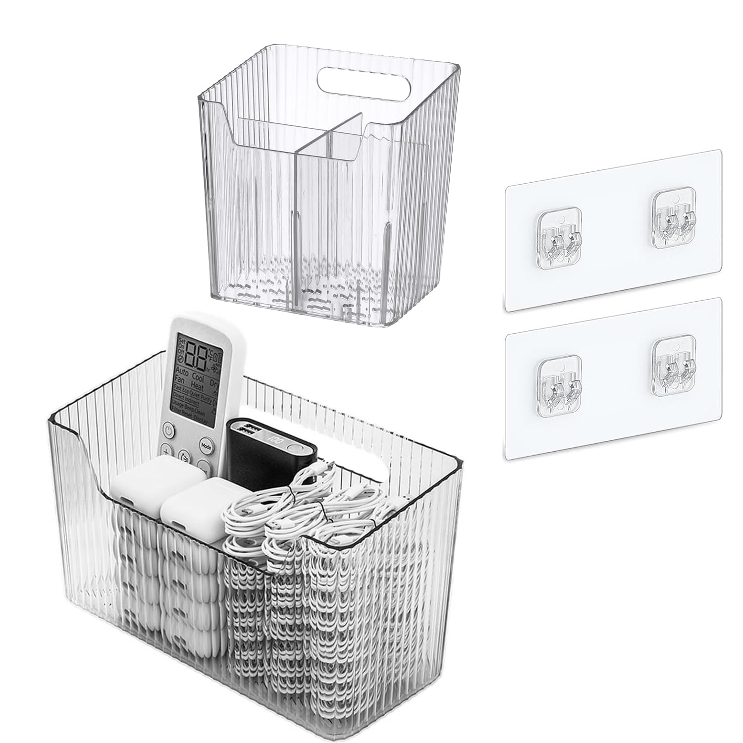 GoXteam 2 Pack Storage Bins, Adhesive Cabinet Containers Wall Mount ...