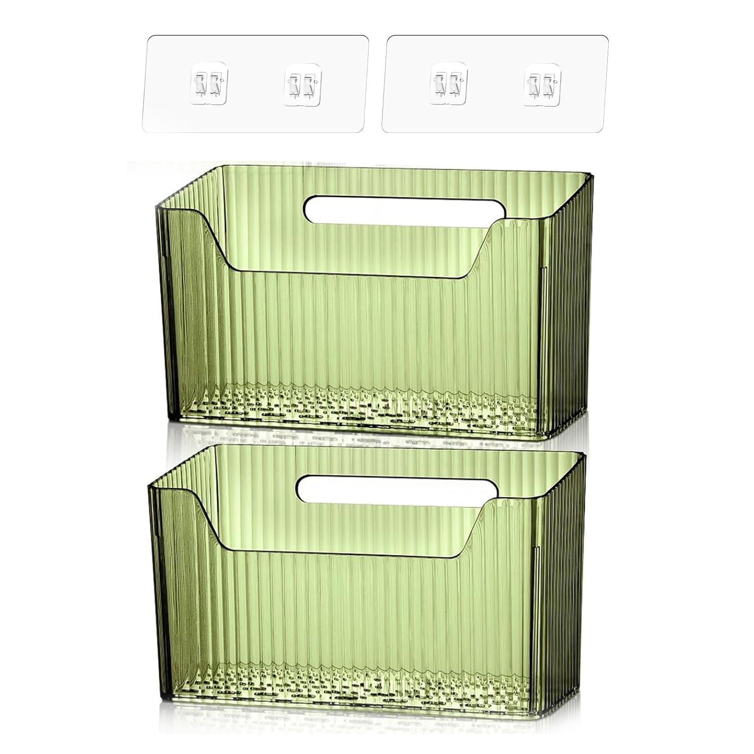 GoXteam 2 Pack Wall Mounted Organizer Basket Clear Green Stackable ...