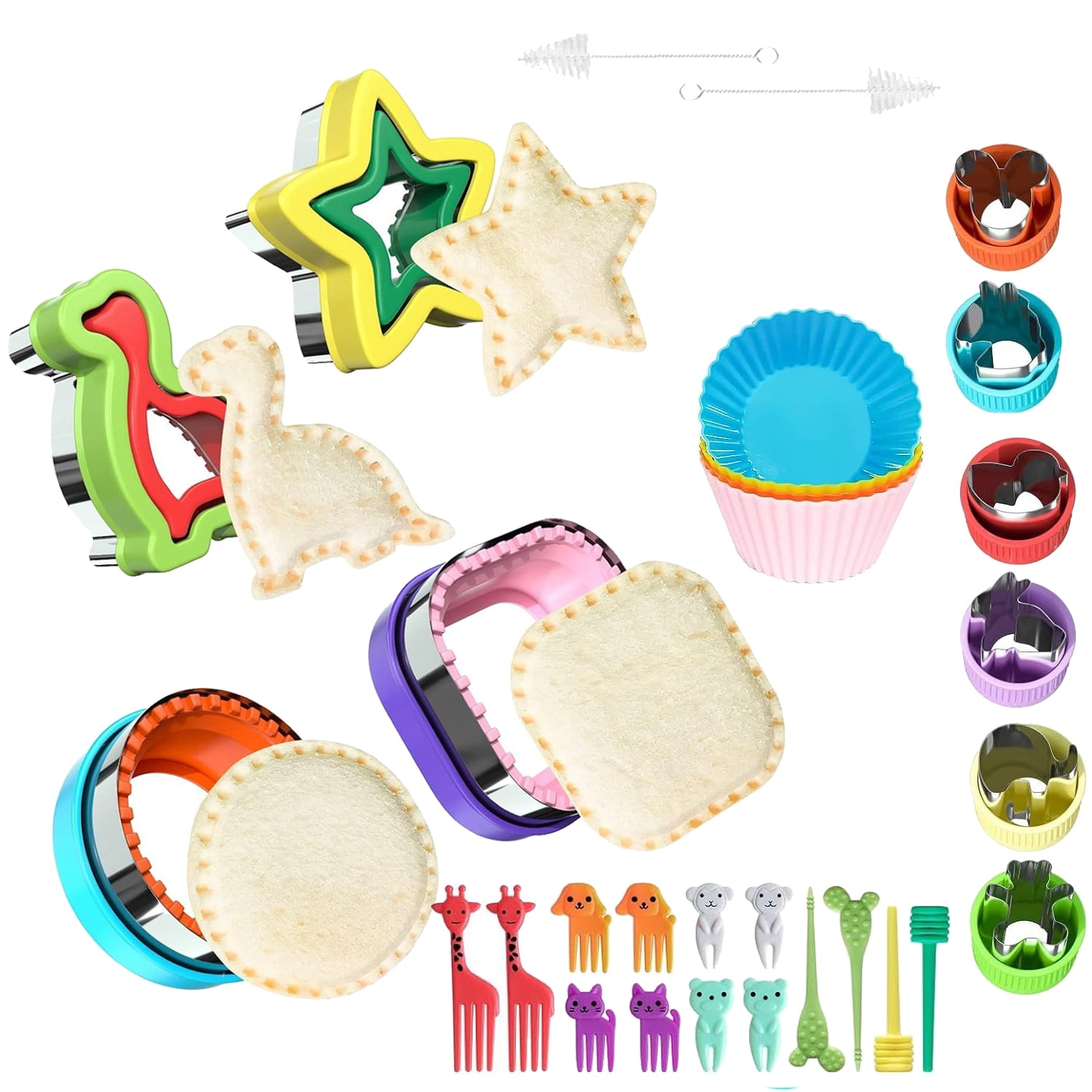 GoXteam 30Piece Sandwich Cutters Set for Kids, Star, Dinosaur, Round ...