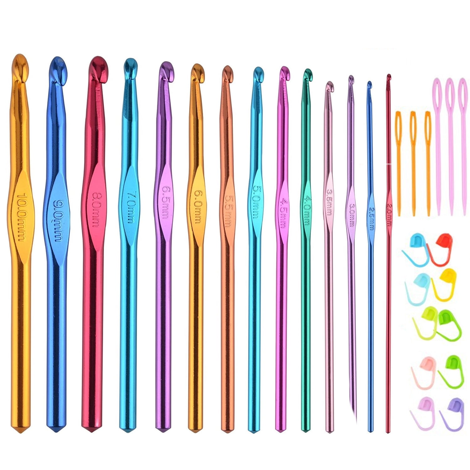 GoXteam 30pcs Large Crochet Hooks Set with Case 14 Size Aluminum ...