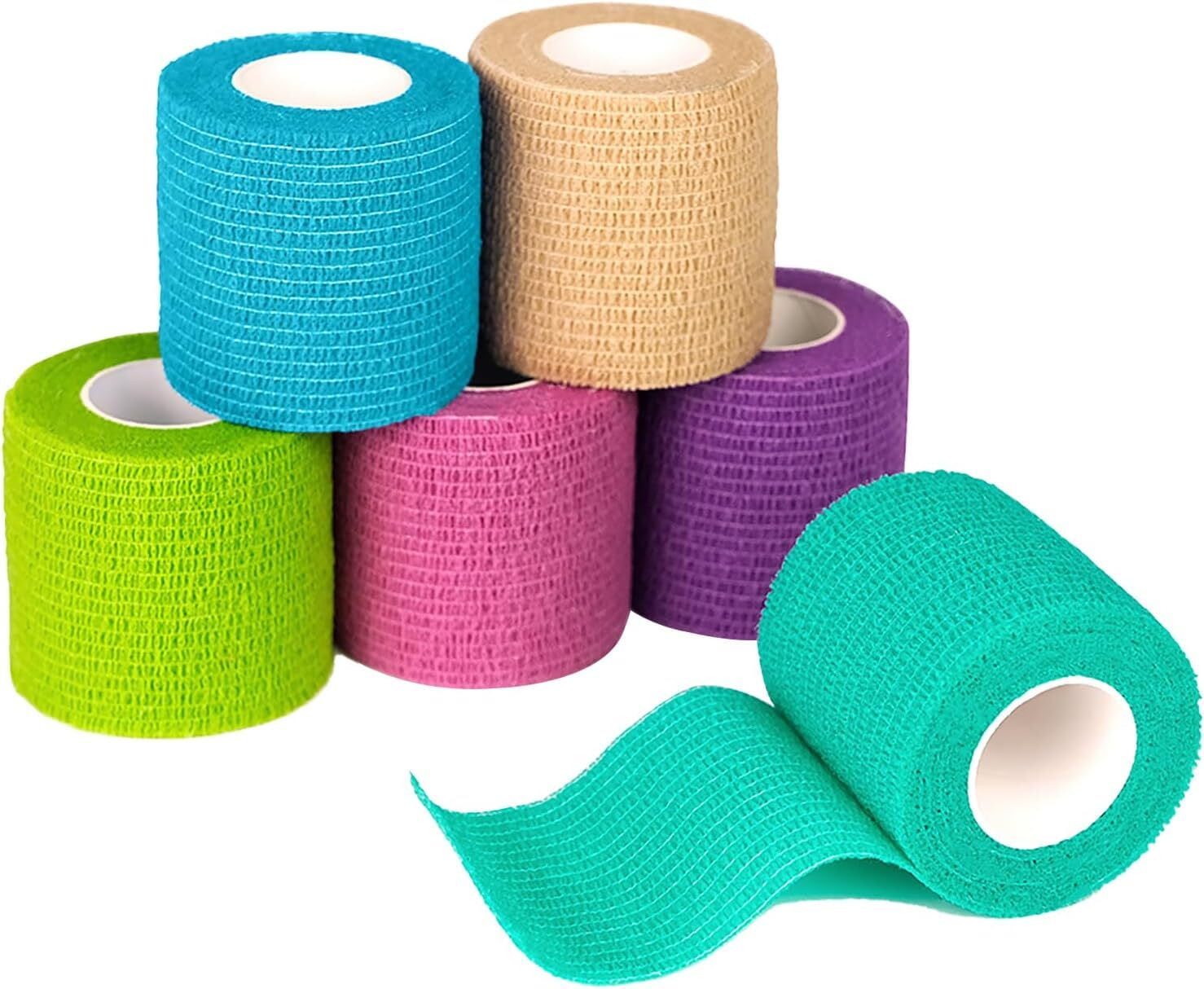 GoXteam 6 Pack 2" x 5 Yards Self Adhesive Elastic Bandage Wrap Stretch ...