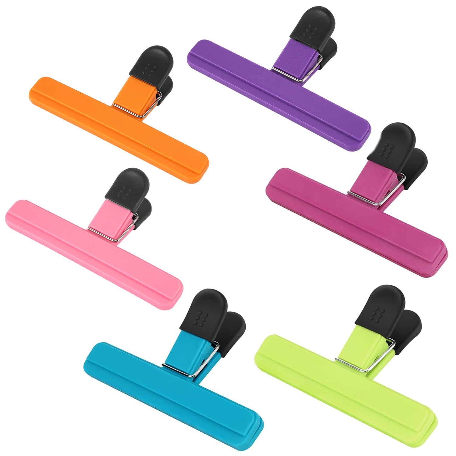 GoXteam 6 Pack Chip Bag Clips, 6 Inch Large Size Assorted Colors Foods ...