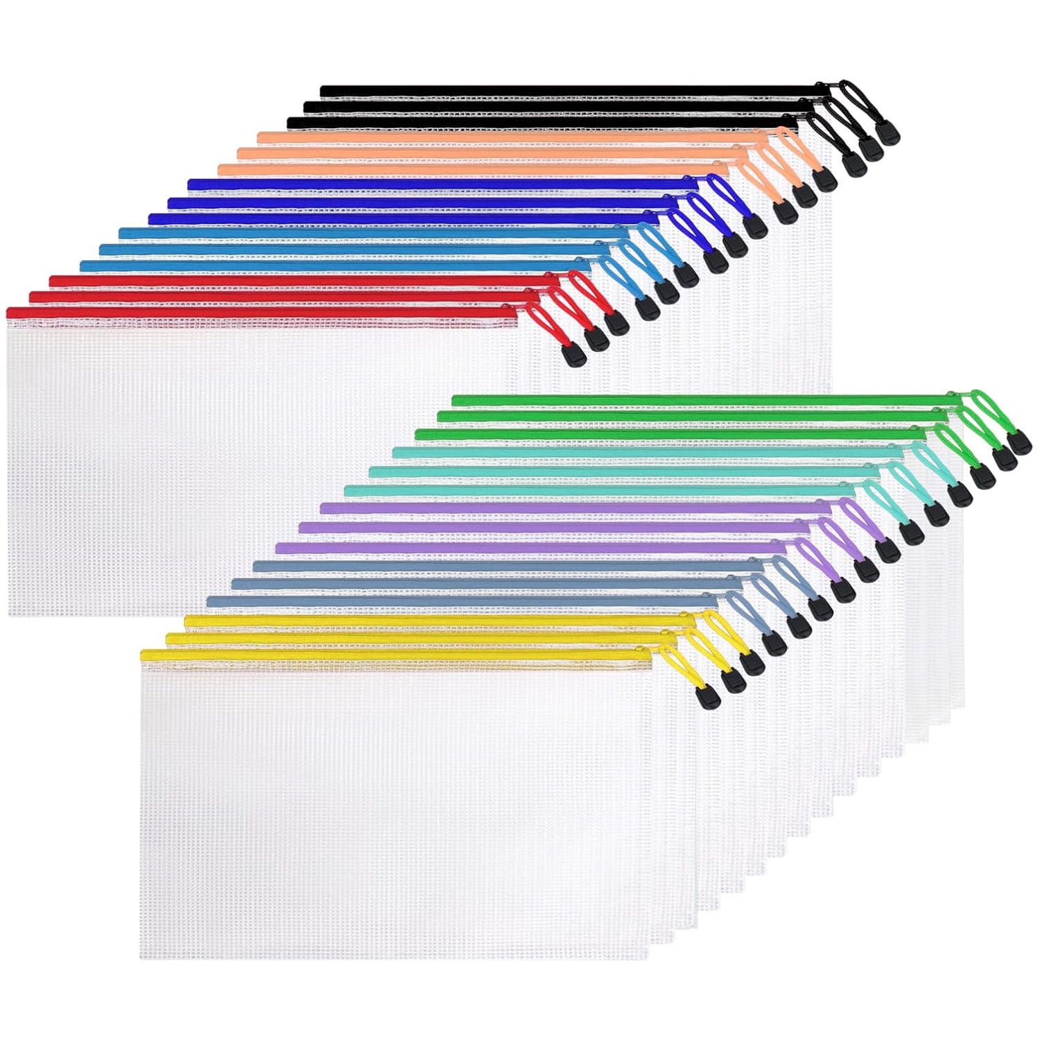 GoXteam 72 Pack Mesh Zipper Pouch Bags, Zipper Bags with Label Pocket ...