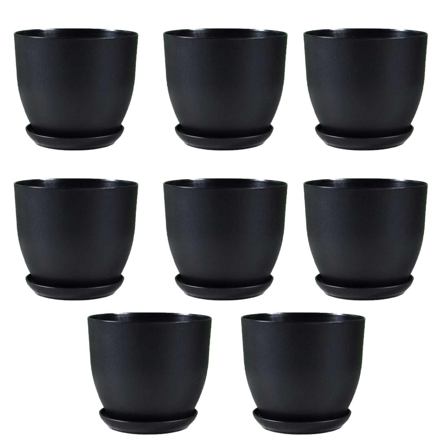 GoXteam 8 Pack 4 Inch Plastic Nursery Pots Come with 8Pcs Trays ...