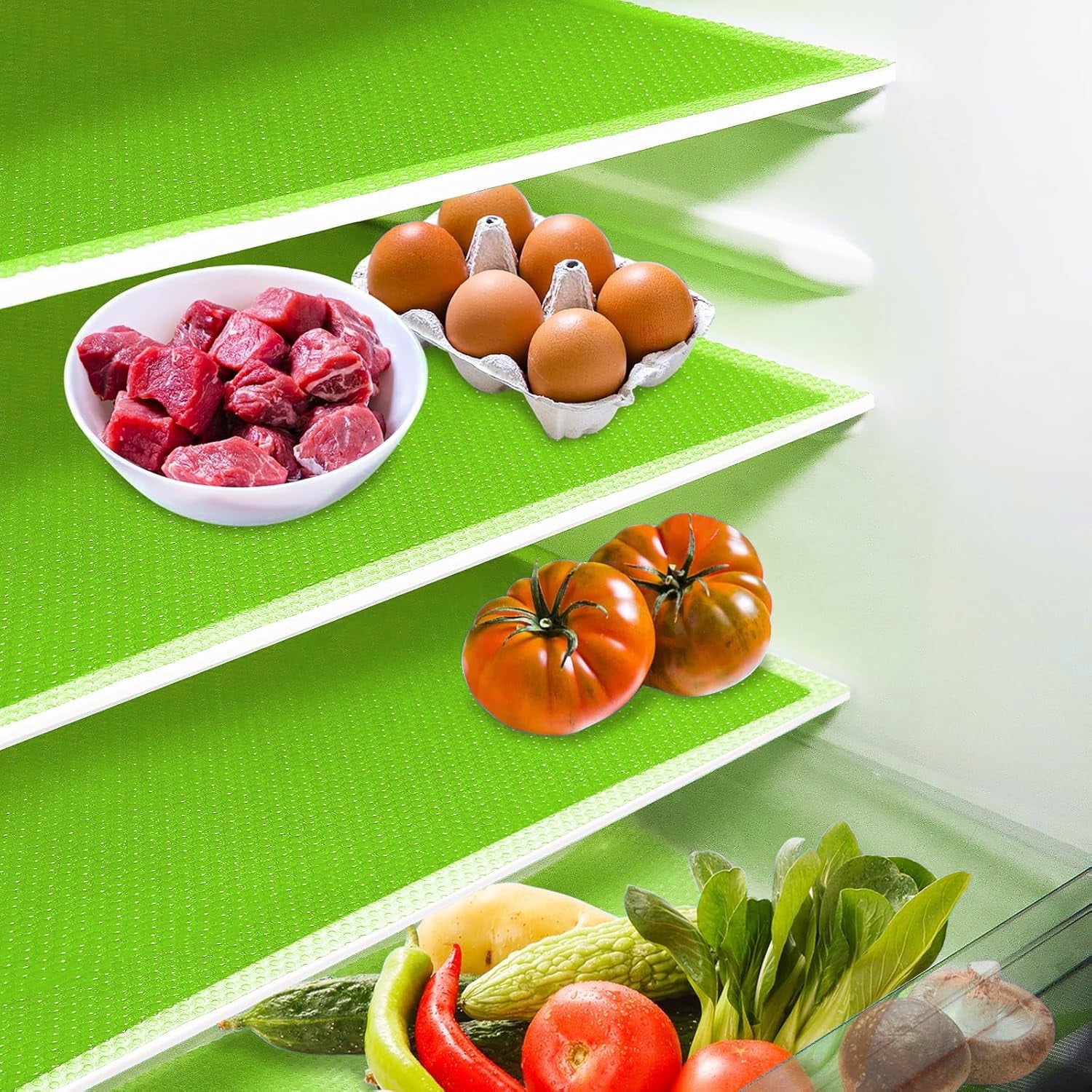 GoXteam 8 Pack Refrigerator Mats, WashableEVA Fridge Mats Liners Easy ...