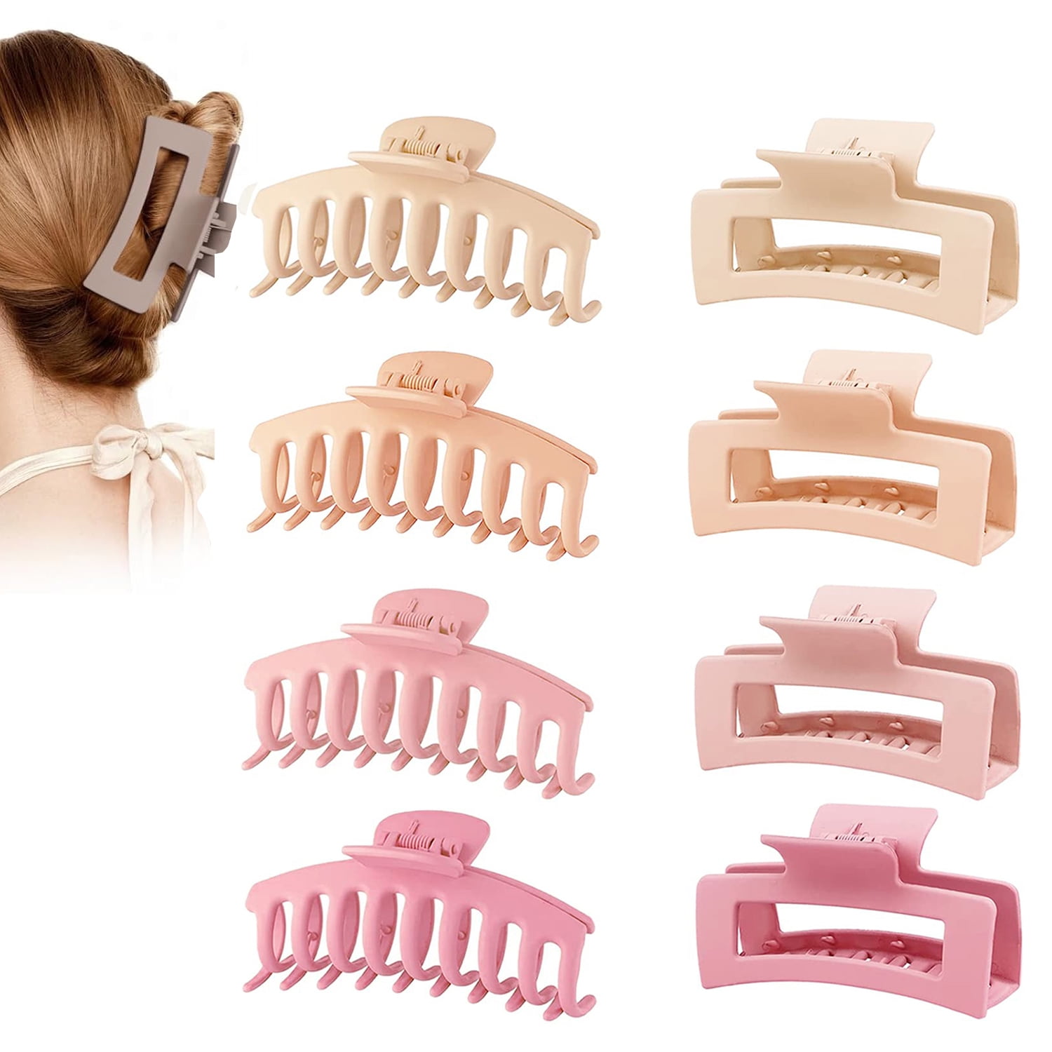 GoXteam 8Pcs Hair Clips, 3.4 Inch, Colorful - Hair Clips for Thick and ...