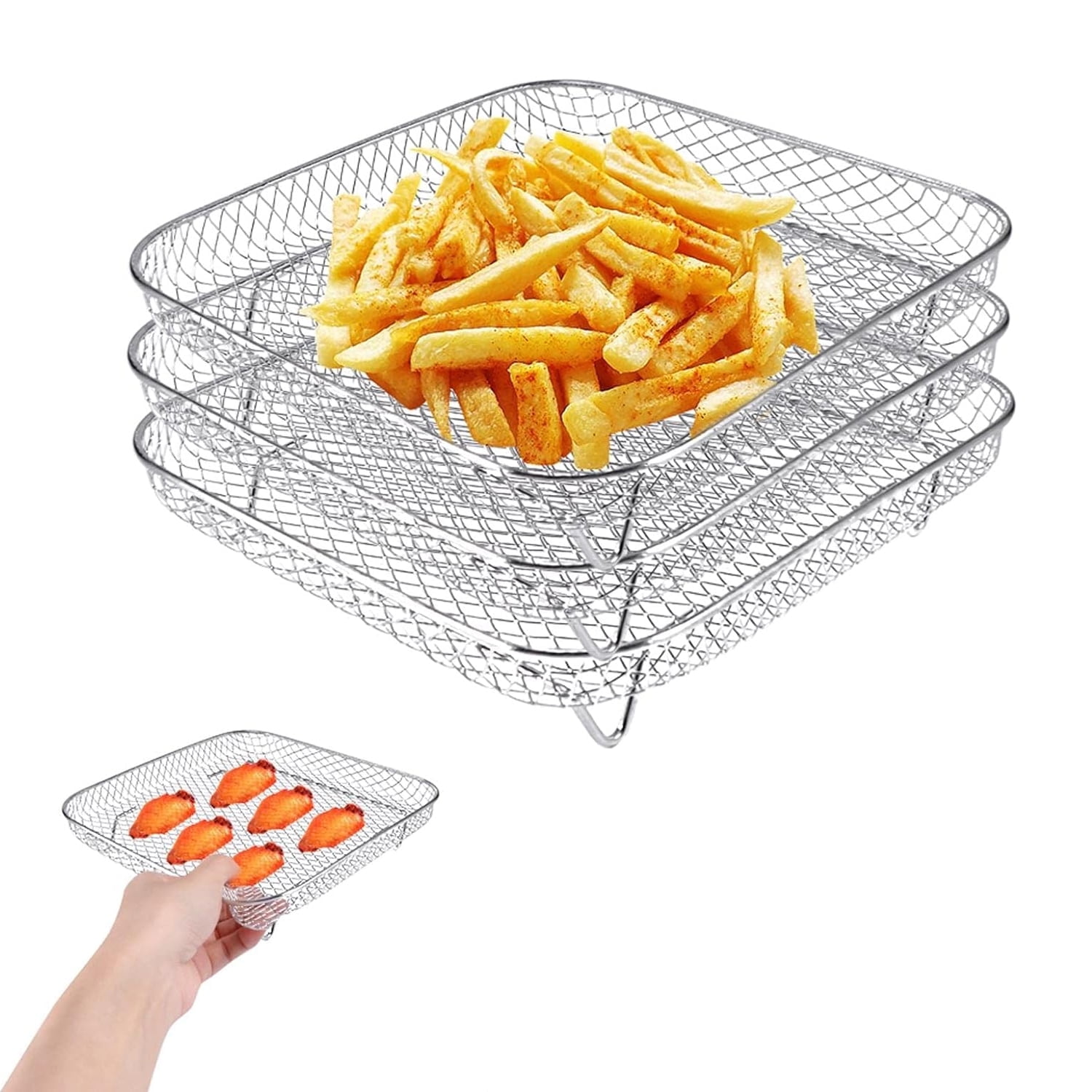 GoXteam Air Fryer Racks 3Pcs Stackable Set, Stainless Steel Mesh ...