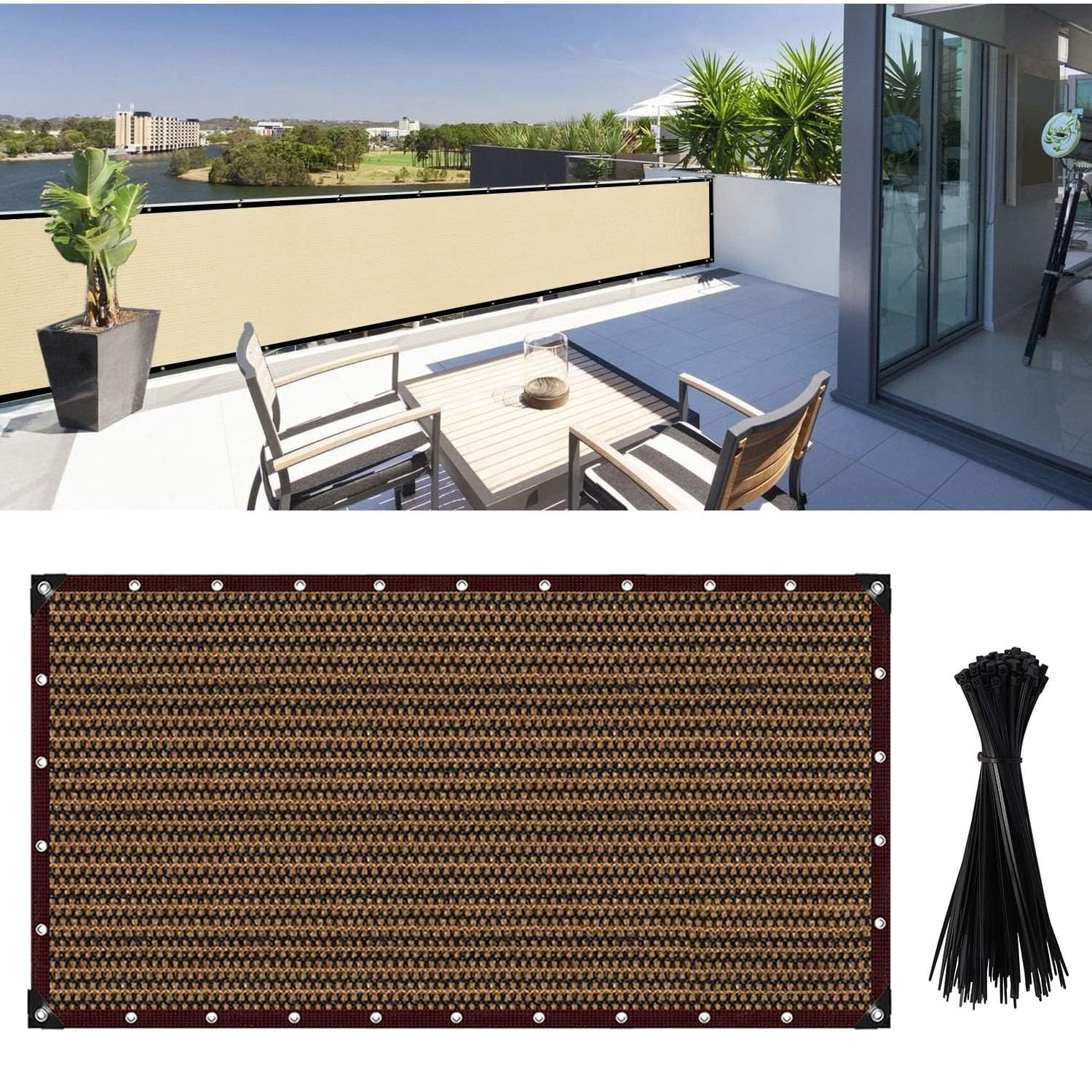 GoXteam Balcony Privacy Fence Screen 3' x 9.8' Apartments Railing ...