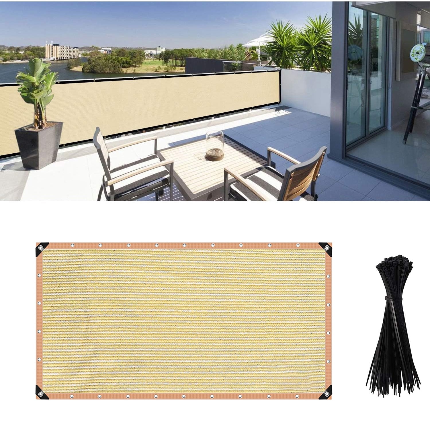 GoXteam Balcony Privacy Fence Screen 3' x 9.8' Apartments Railing ...