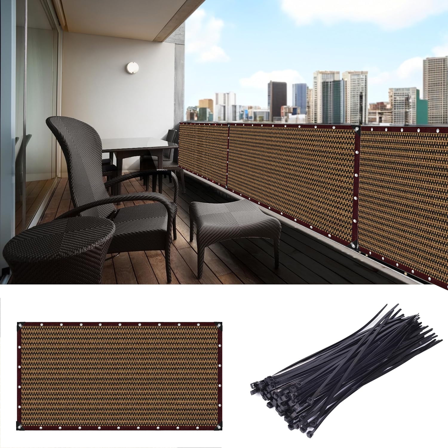 GoXteam Balcony Privacy Screen Cover, 3ft x 9.8ft Privacy Screen ...