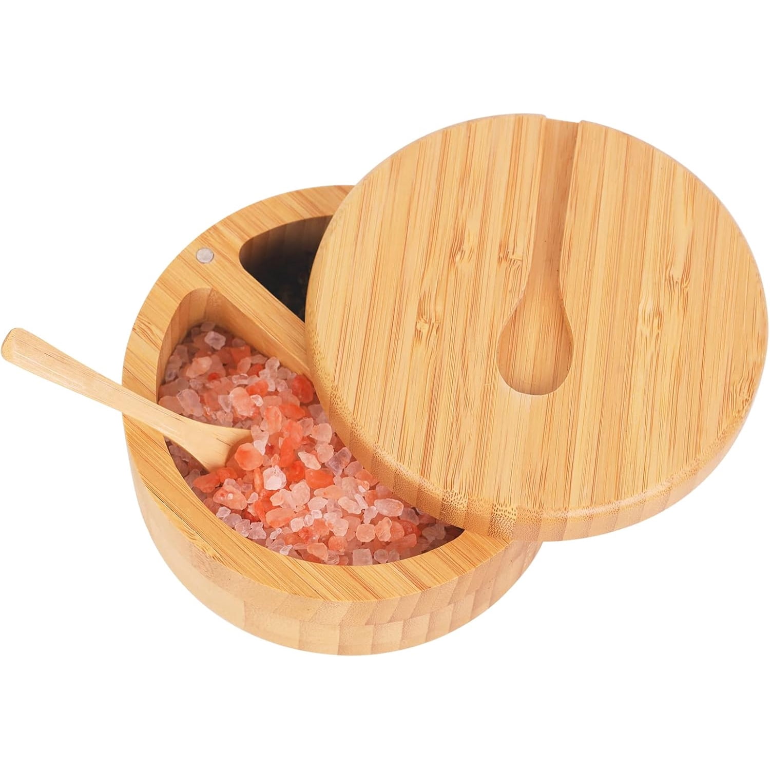 GoXteam Bamboo Salt Cellar with Swivel Magnetic Lid - 100% Handmade ...