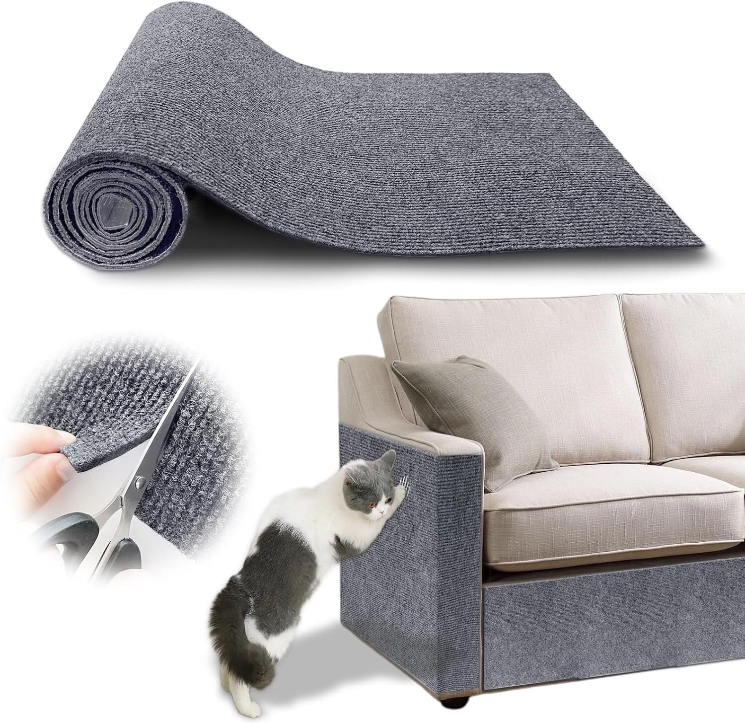 GoXteam Cat Scratch Couch Furniture Protector, Adhesive Cat Scratch Pad ...