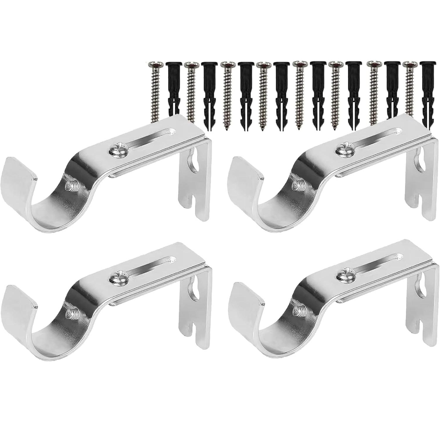GoXteam Curtain Rod Brackets, 4Pack Adjustable Wall Mounts, Curtain Rod ...