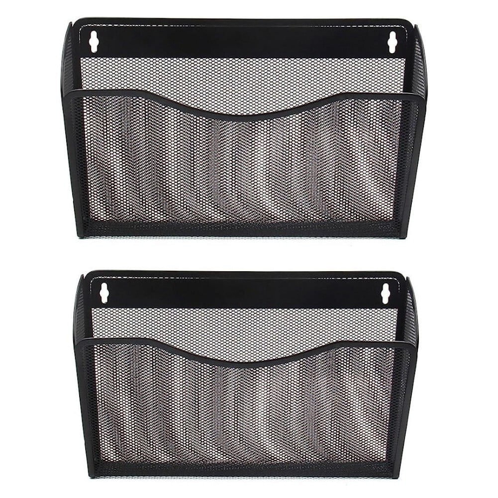 GoXteam Hanging File Organizer Mesh 2 Single Pockets Wall File Holder ...