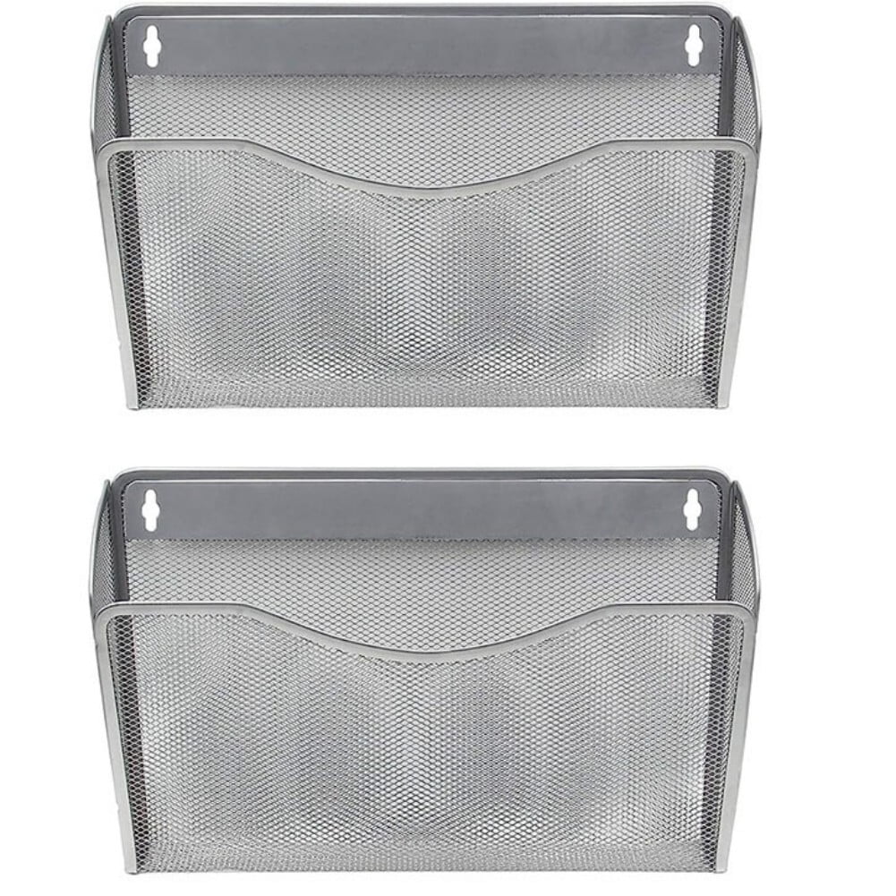 GoXteam Hanging File Organizer Mesh 2 Single Pockets Wall File Holder ...