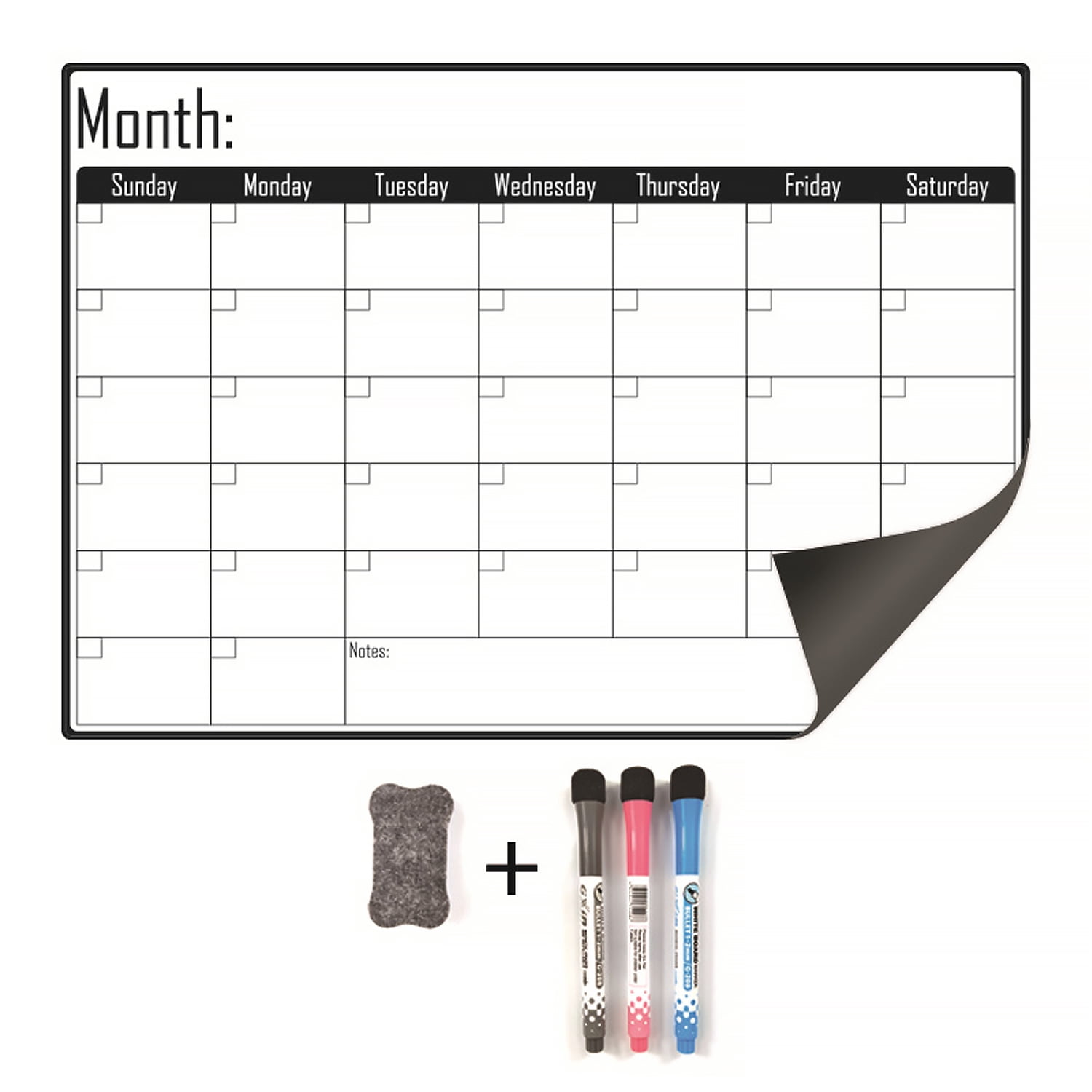 GoXteam Magnetic Dry Erase Calendar Whiteboard Set for Fridge, Wall ...